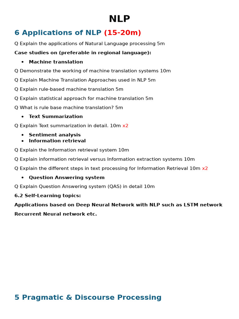 NLP Sem 7 Imp Questions | PDF | Parsing | Human Communication