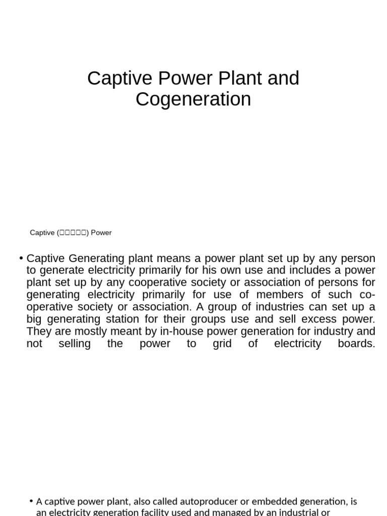 Captive Power Plant and Co Generation | PDF | Cogeneration | Power Station