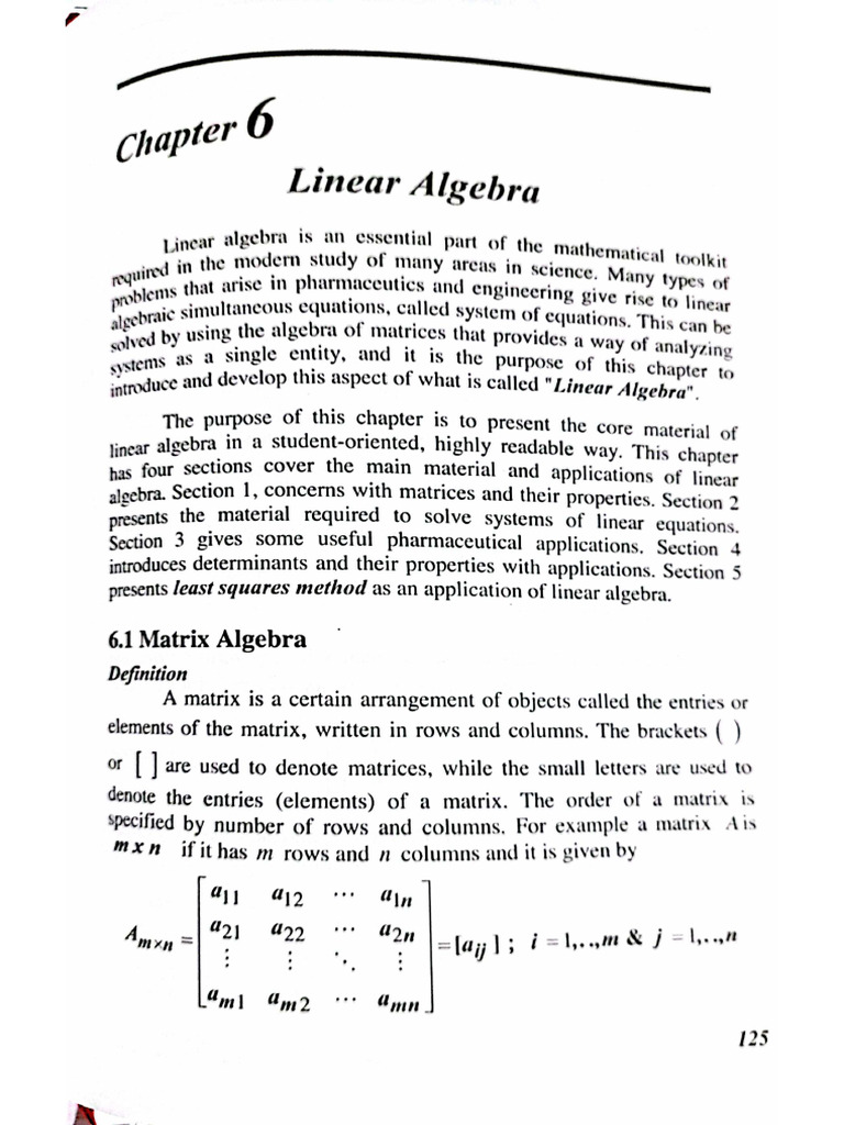 Chapter 6 Linear Algebra | PDF