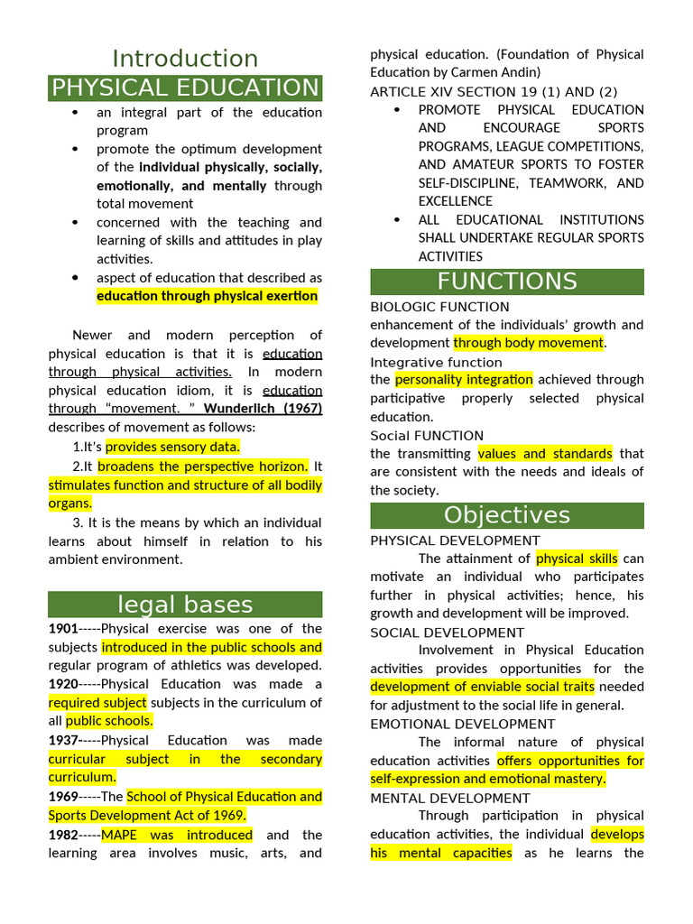 Understanding Physical Education Fundamentals | PDF | Muscle ...