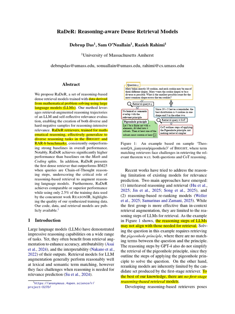 RaDeR Reasoning-Aware Dense Retrieval Models | PDF | Information Retrieval | Computing
