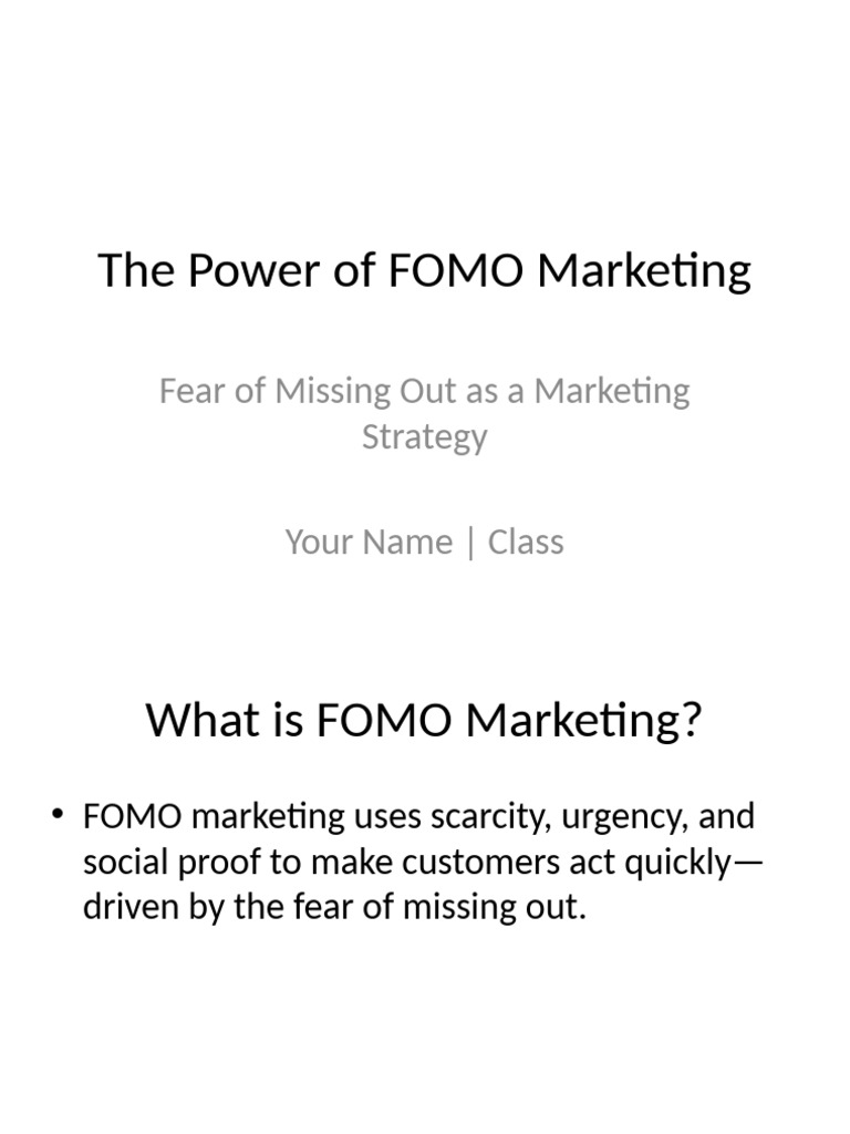 FOMO Marketing: Harnessing Urgency | PDF