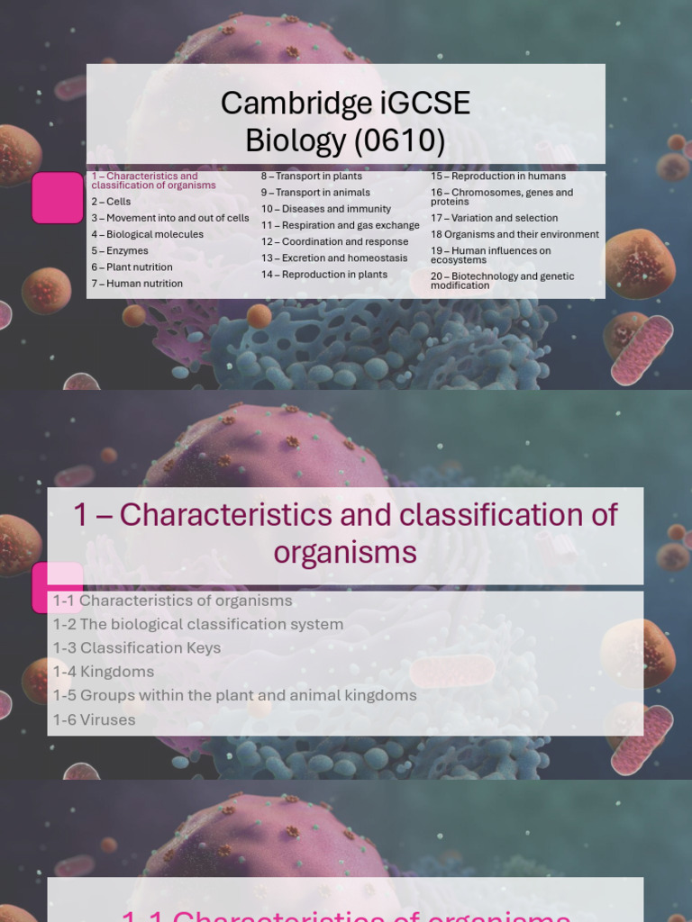 iGCSE Biology: Characteristics of Life | PDF | Virus | Reproduction