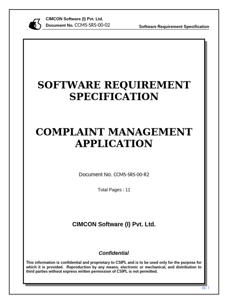 Complaint Management App SRS Document | PDF | Specification (Technical ...