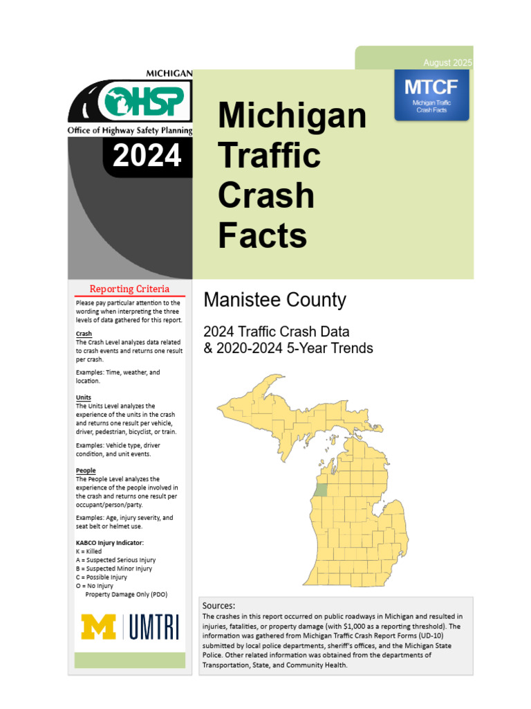 Manistee County 2024 Traffic Crash Report | PDF | Traffic Collision ...