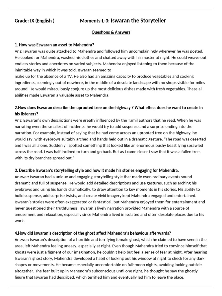 Eswaran The Storyteller Q&Ans | PDF | Ghosts
