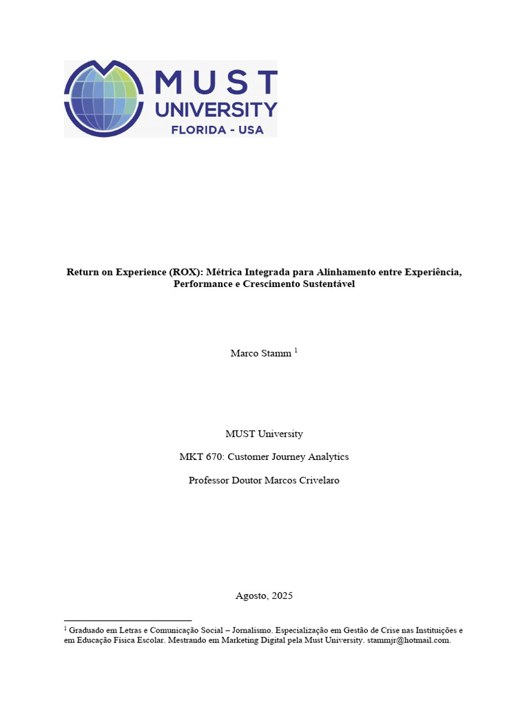 Return on Experience (ROX): Métrica Integrada para Alinhamento entre ...