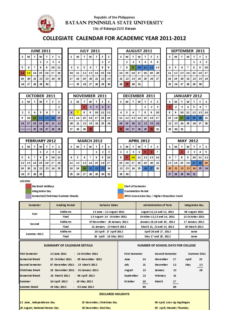 Collegiate Calendar AY 2011-2012 JoyADfile | PDF