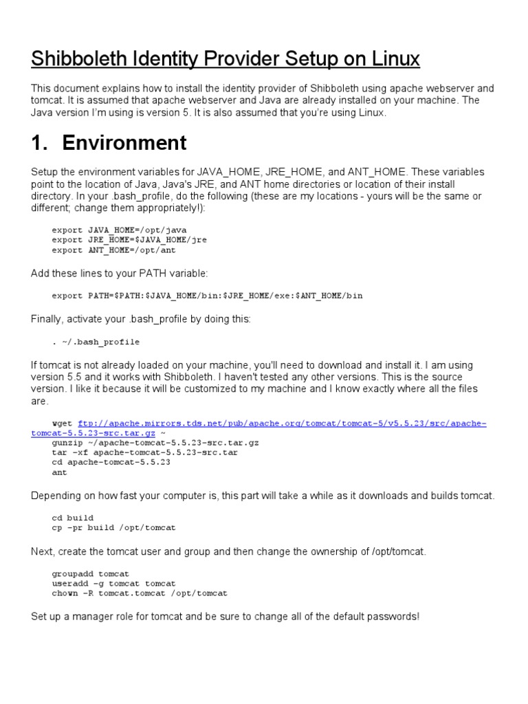 Shibboleth Setup | PDF | Utility Software | Operating System Technology