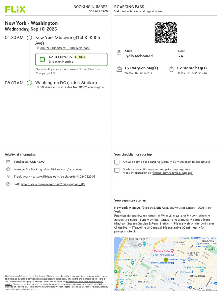 Boarding Pass New York Ny Washington D C 3286752905 | PDF | Bus ...