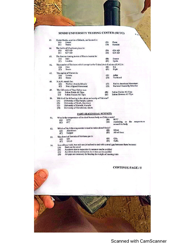 Sindh University Entry Test Past Papers | PDF