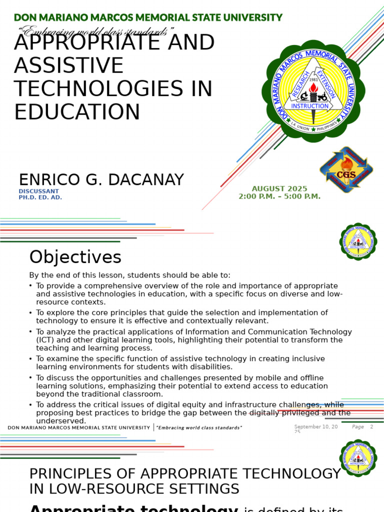 Lesson 8 Appropriate and Assistive Technologies in Education | PDF ...