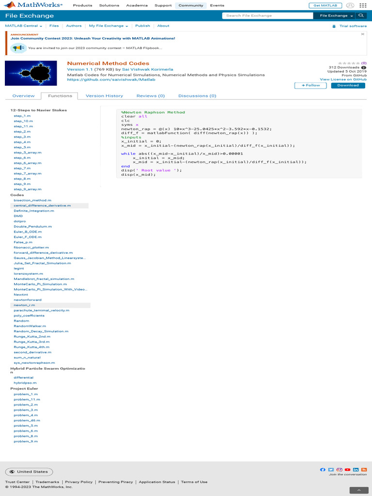 MATLAB Numerical Method Codes | PDF | Matlab | Mathematical Analysis