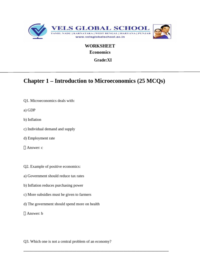 ECO Practice MCQ (Competency Based) G-11 | PDF | Utility | Economics