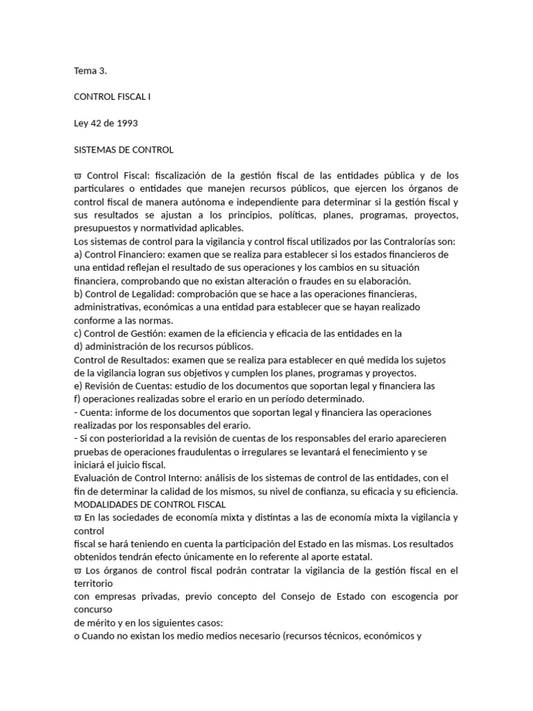 Sistemas de Control Fiscal en Colombia | PDF | Pagos | Fiscal