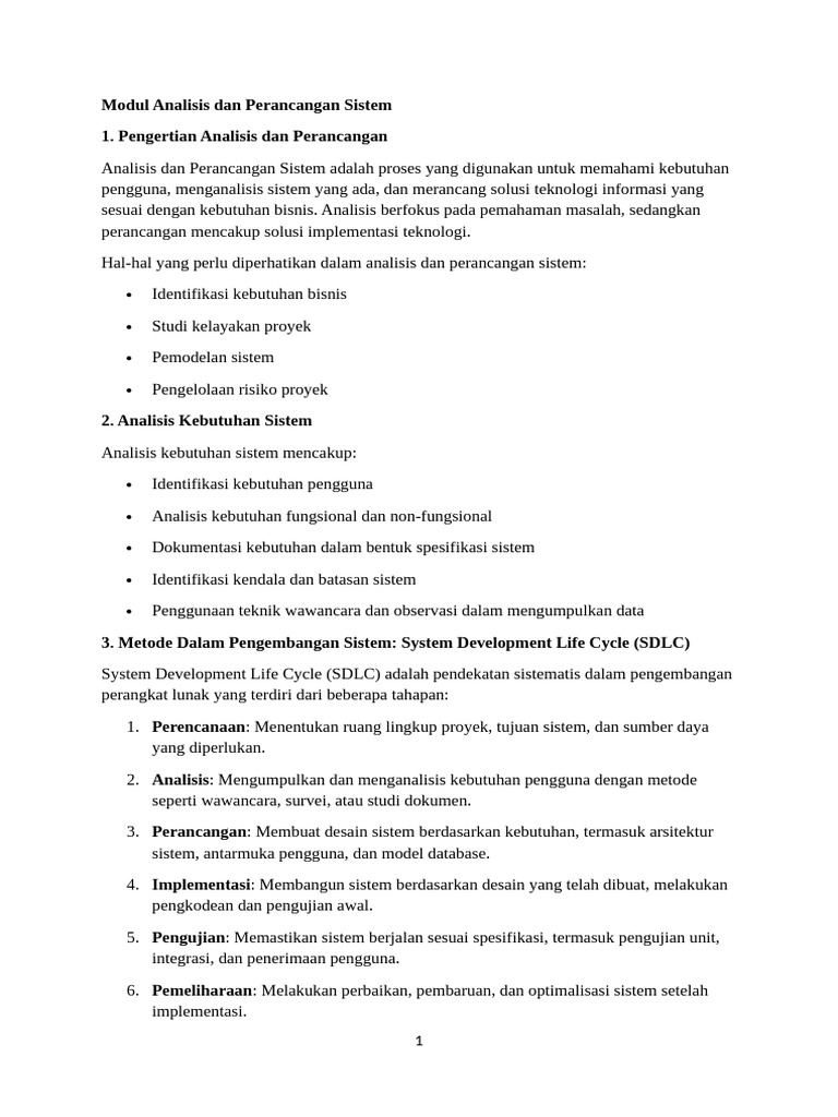 KISI-KISI Modul Analisis Dan Perancangan Sistem | PDF