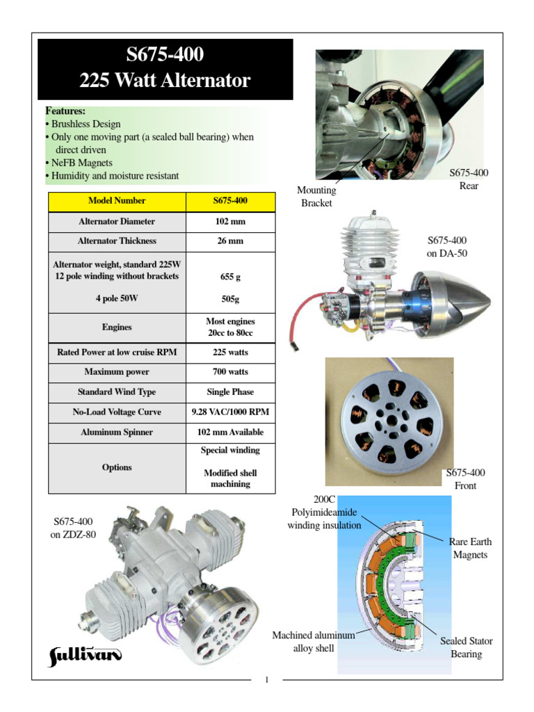 Datasheet - Sullivan Generator For UAV S675-400 | PDF | Horsepower ...