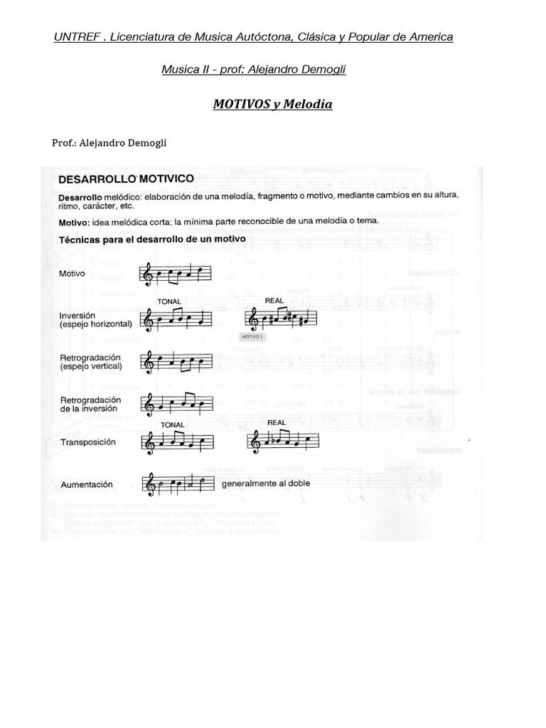 Leccion 2.2 Musica II Motivos, Esquemas Ritmicos | PDF