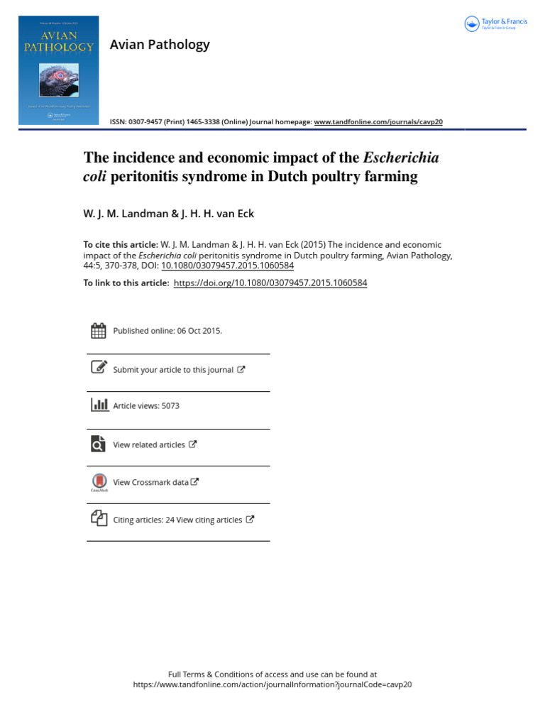 The incidence and economic impact of the Escherichia coli peritonitis ...