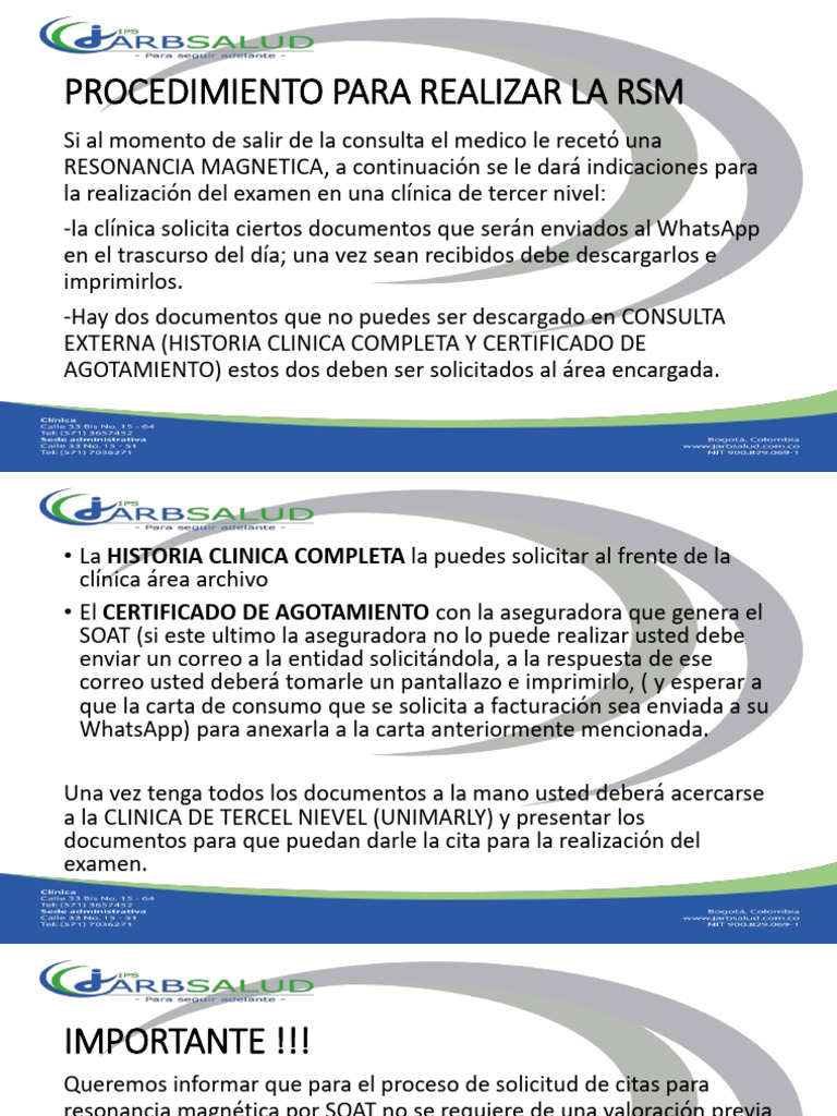Procedimiento para RSM en Clínica | PDF