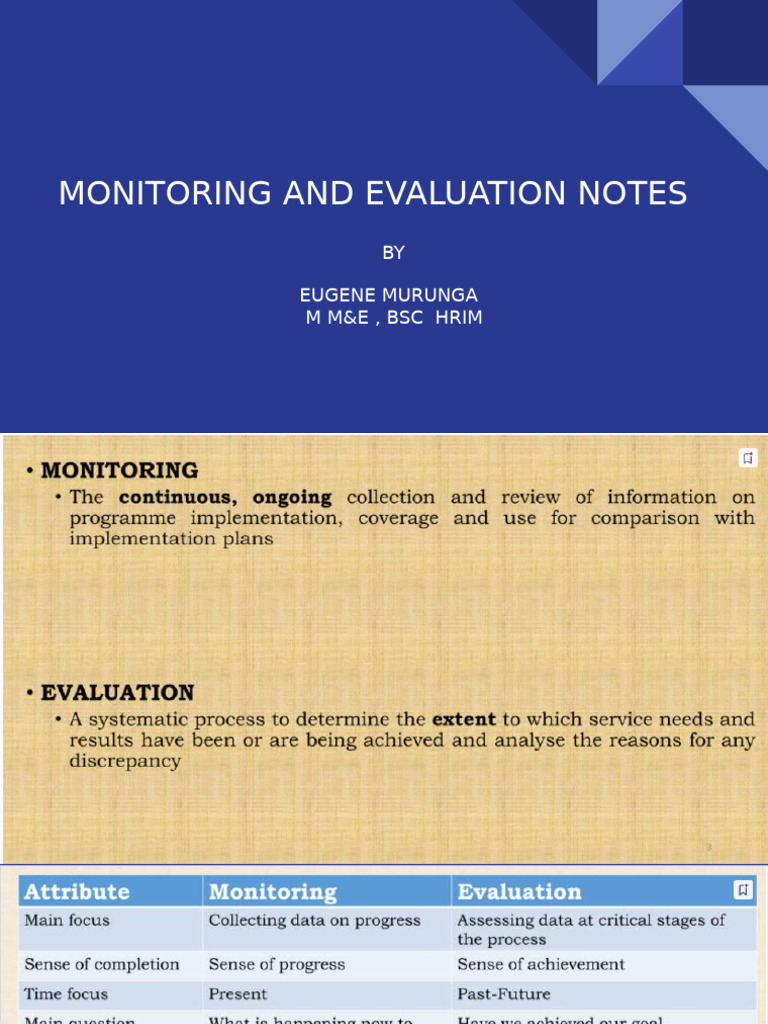 Monitoring and Evaluation | PDF