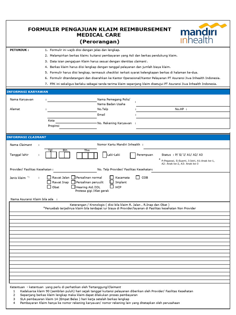 Panduan Pengajuan Klaim Reimbursement | PDF