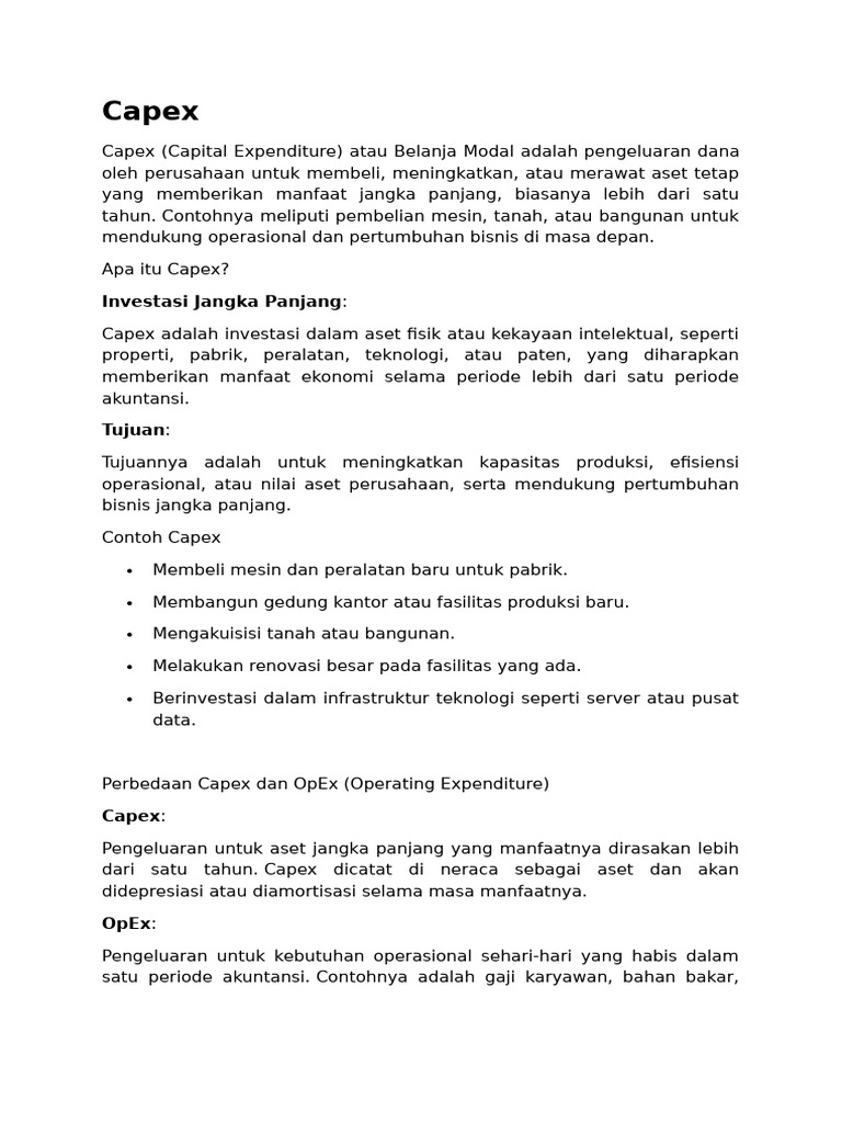 Capex Dan Opex | PDF