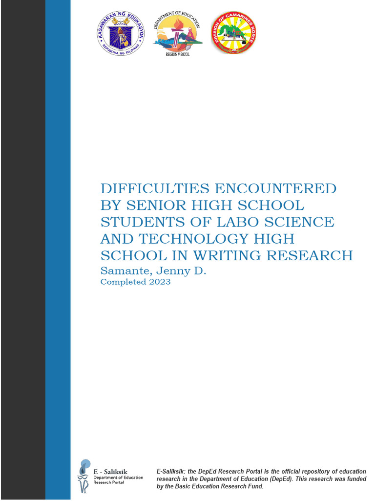 Senior High School Research Challenges | PDF | Methodology | Teachers