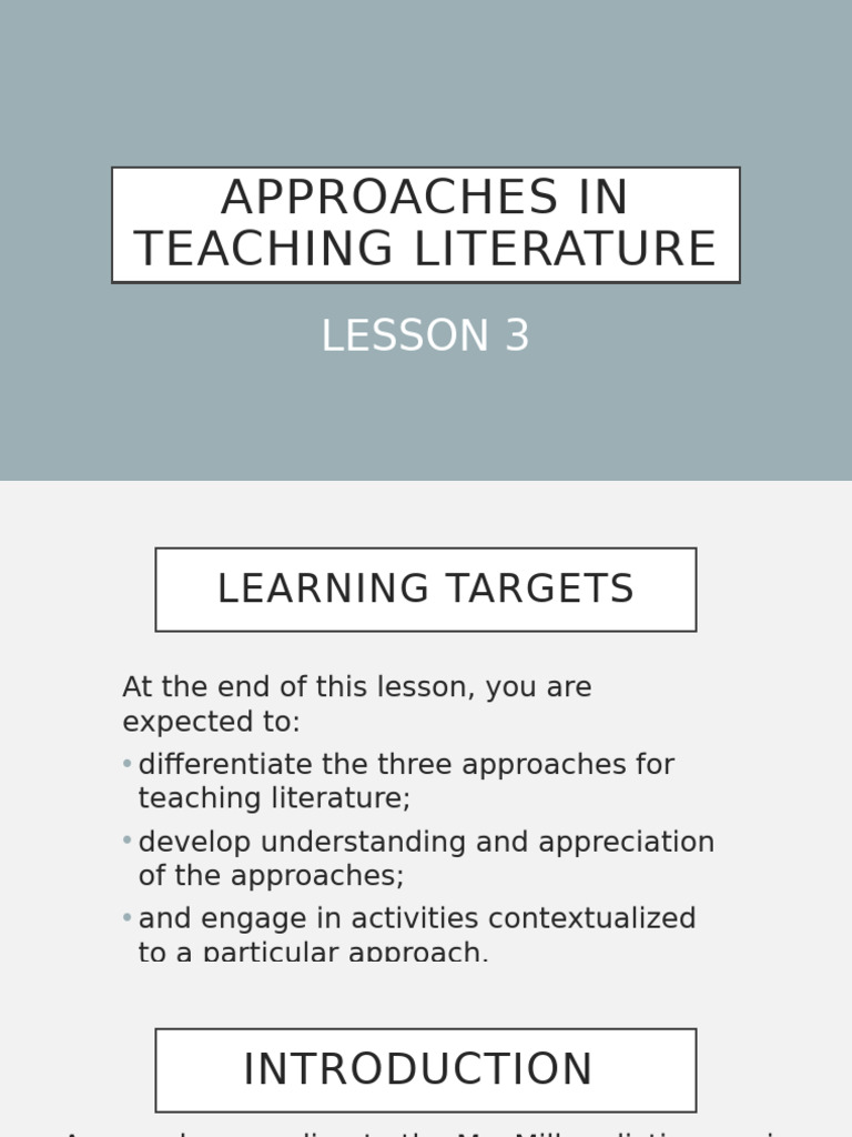 Teaching Literature: Three Key Approaches | PDF | Learning | Teachers