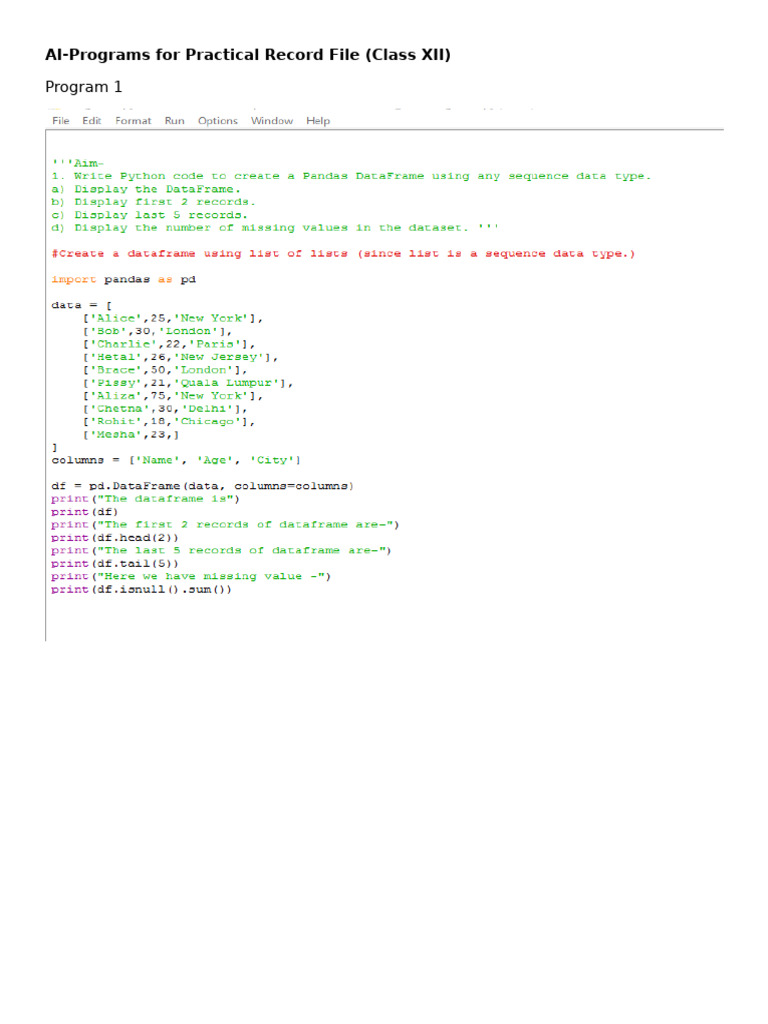 AI Practicals 12th | PDF