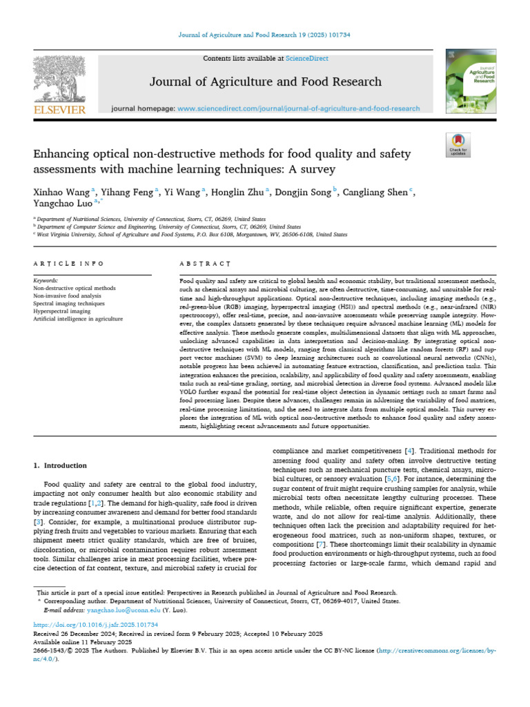 Enhancing Optical Non-Destructive Methods for Food Quality and Safety ...