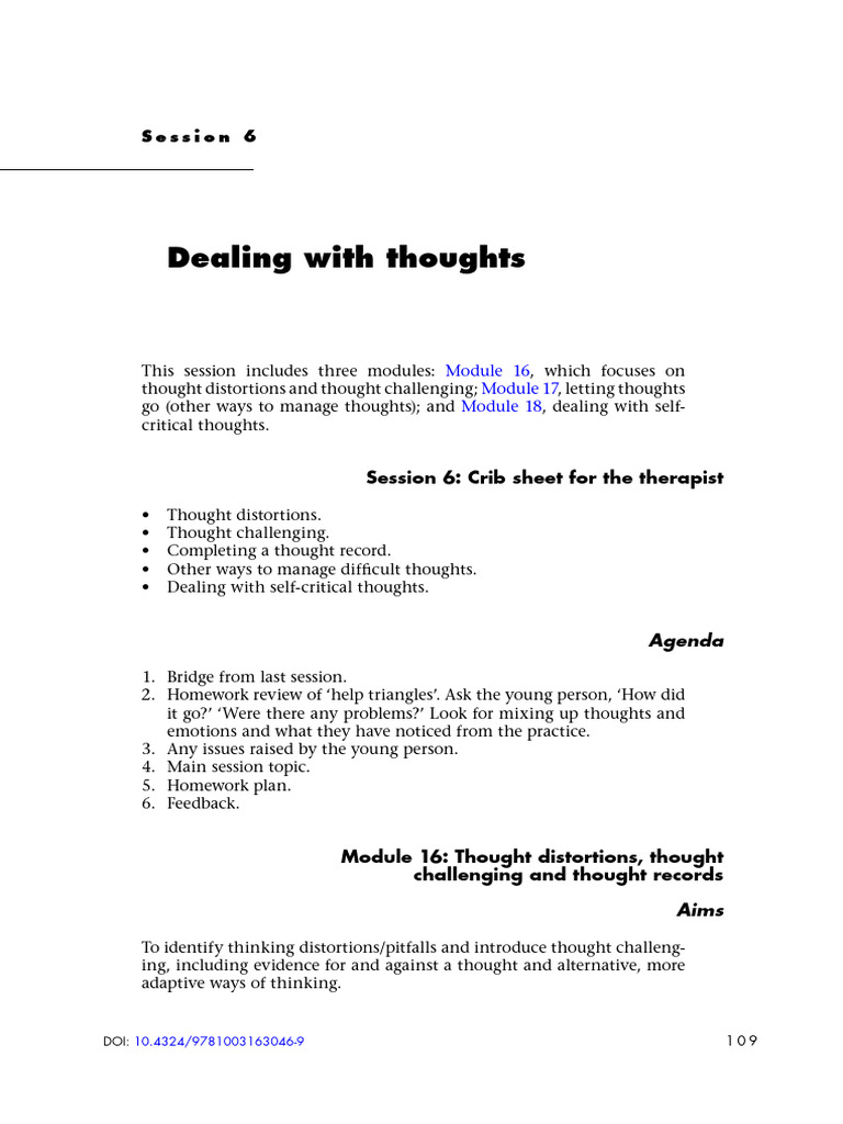 Dealing With Thoughts: Session 6 | PDF | Thought | Feeling