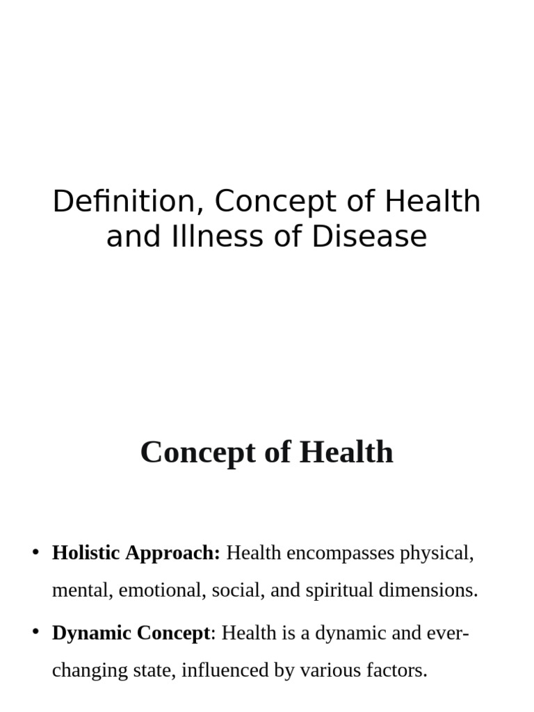 Definition, Concept of Health and Illness of Disease | PDF