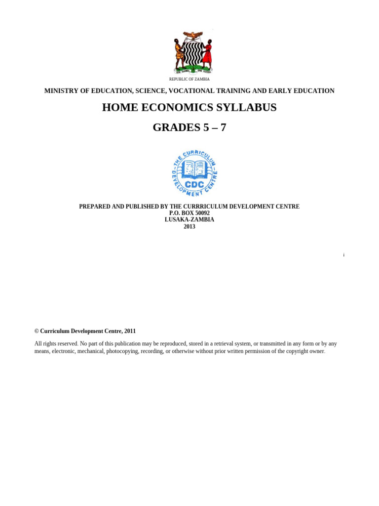 Home Economics Syllabus for Grades 5-7 | PDF | Learning | Kitchen Utensil