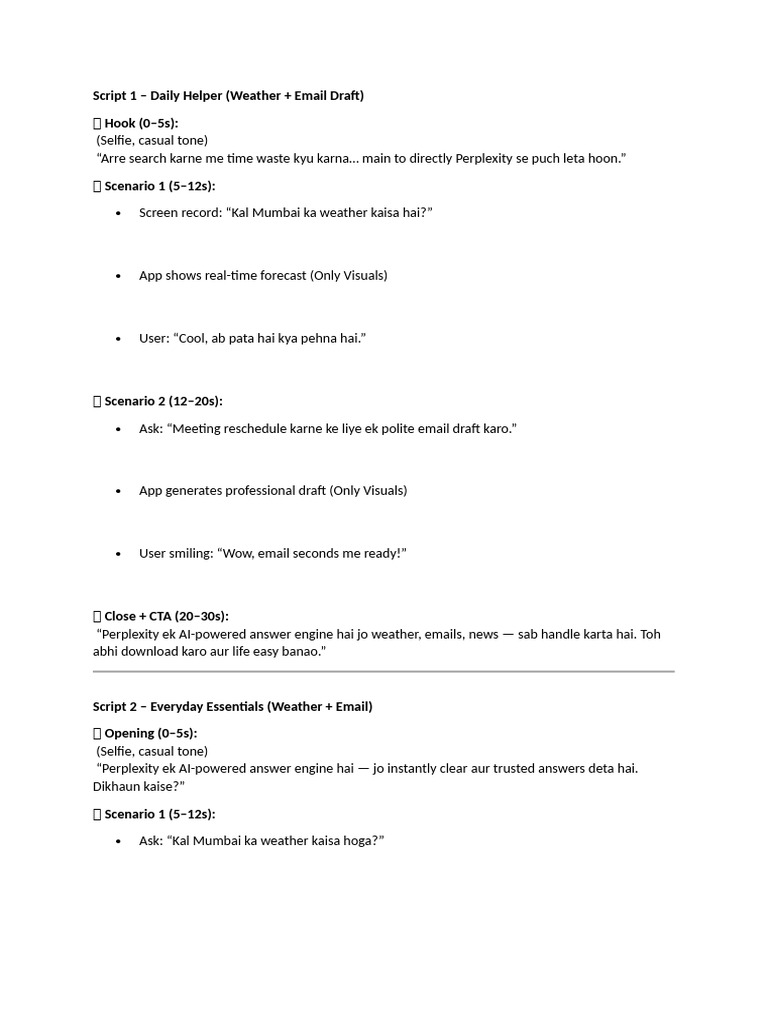 Perplexity - Hindi Script | PDF