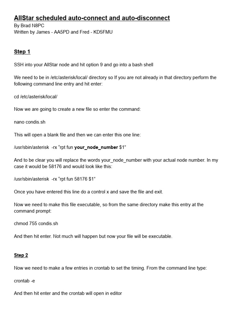 AllStar Node Auto-Connect Setup Guide | PDF