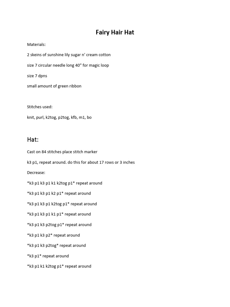 Fairy Hair Ha1 | PDF | Knitting | Handicrafts