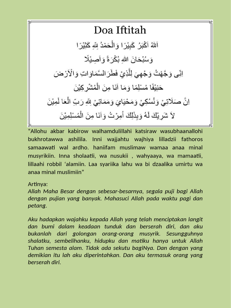Hafalan Doa Iftitah Dan Artinya | PDF