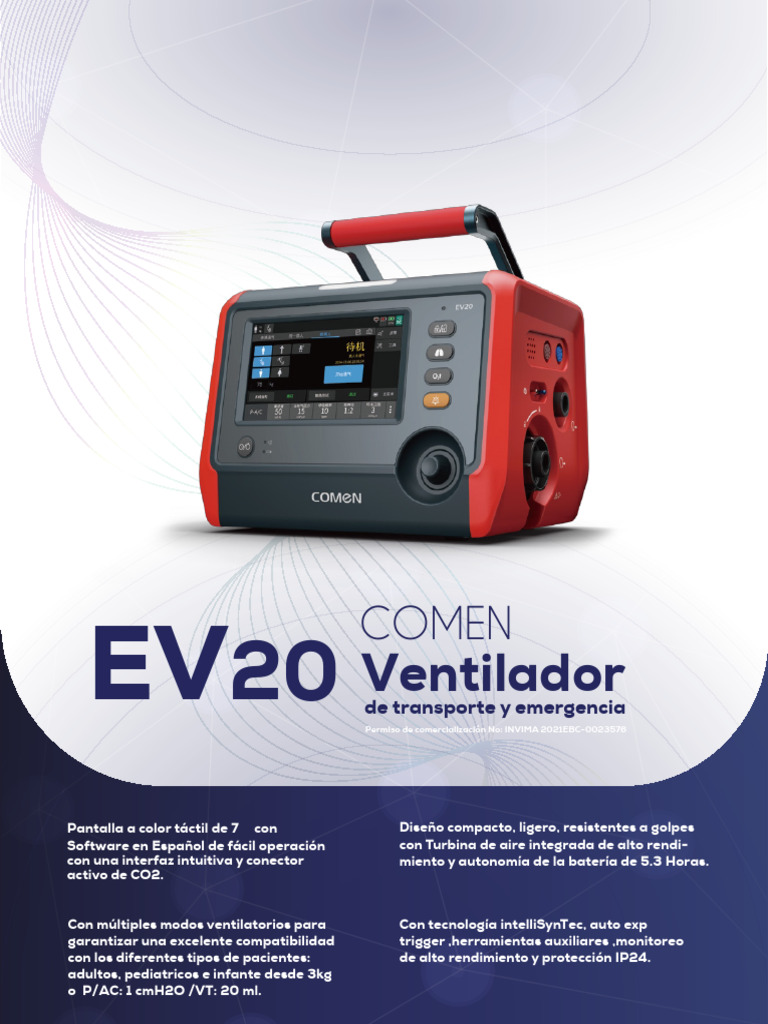 Ventilador EV20: Transporte y Emergencia | PDF
