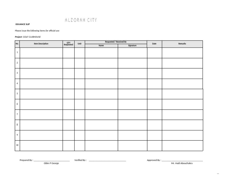 Store Issue Slip Mtls | PDF
