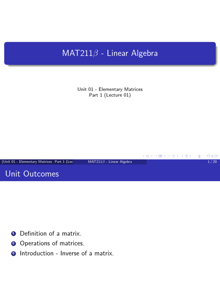 MAT211b Chapter 1 Part 1 | PDF | Matrix (Mathematics) | Linear Algebra