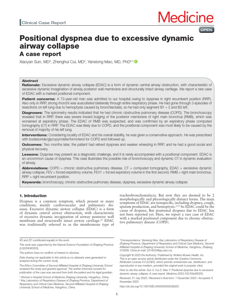 Positional Dyspnea from EDAC Case Study | PDF | Chronic Obstructive ...