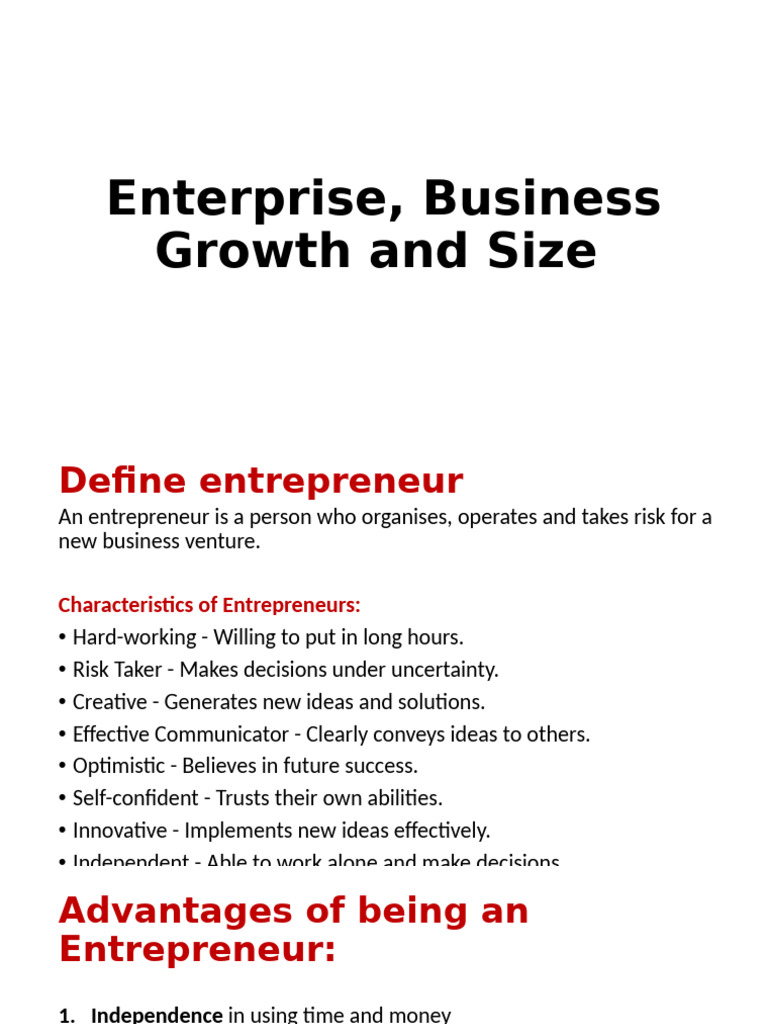 Enterprise, Business Growth and Size | PDF | Entrepreneurship | Business