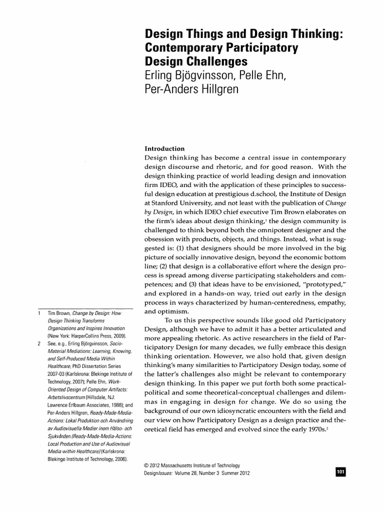 Design Things and Design Thinking Contemporary Participatory Design ...