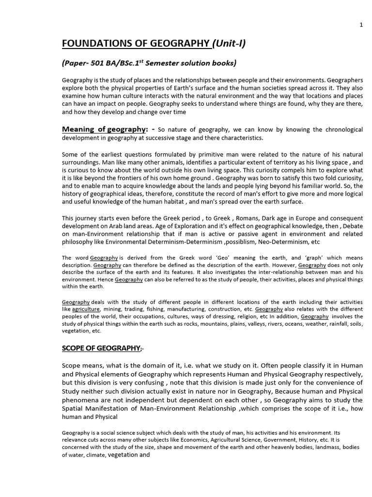 Foundations of Geography-501 Whole (Meaning, Scope) | PDF | Geography ...