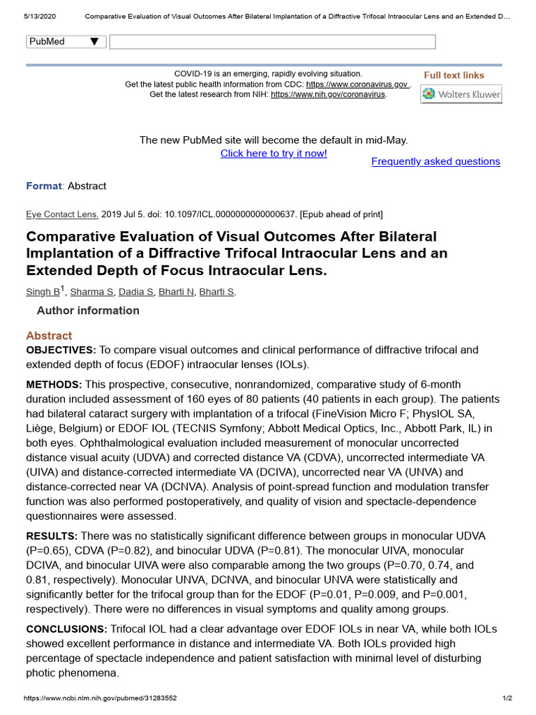 Publication 2 Comparative Evaluation of Visual Outcomes After Bilateral ...