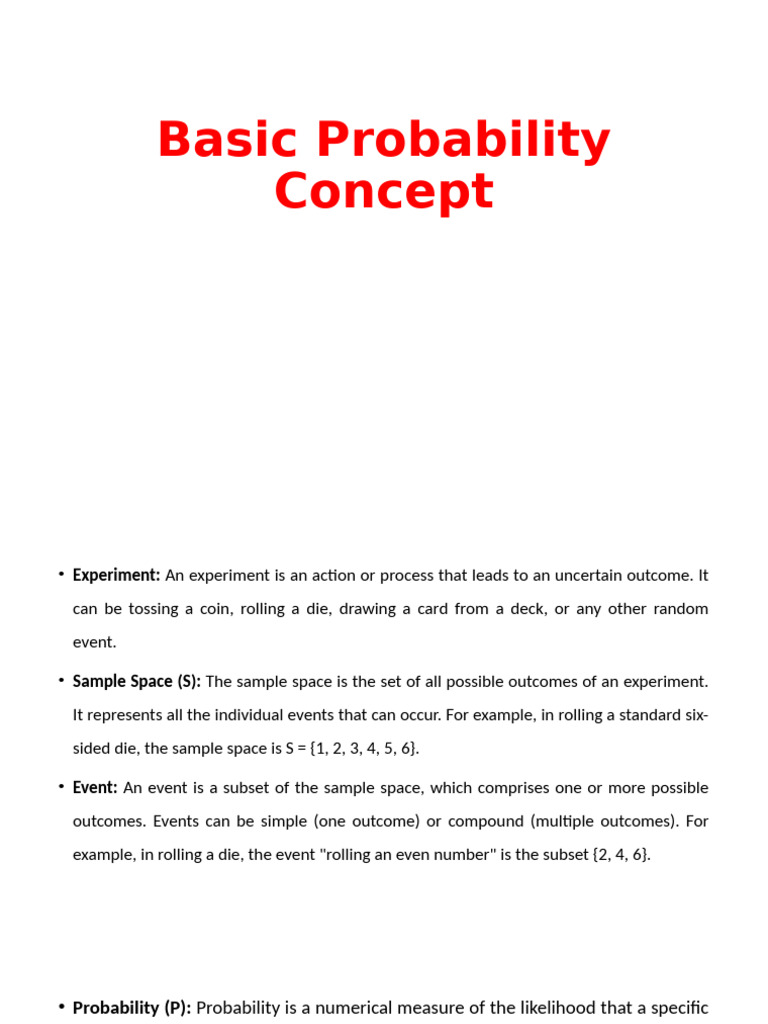 Chapter 1 - Basic Probability Concept | PDF | Random Variable | Probability Distribution