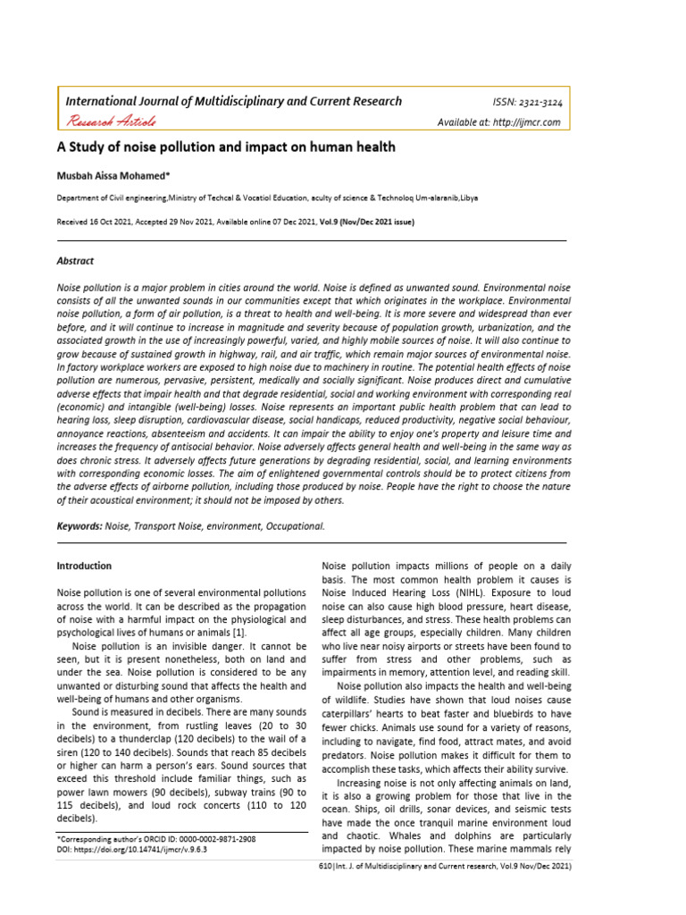 Noise Pollution and Health Effects | PDF | Noise | Sound