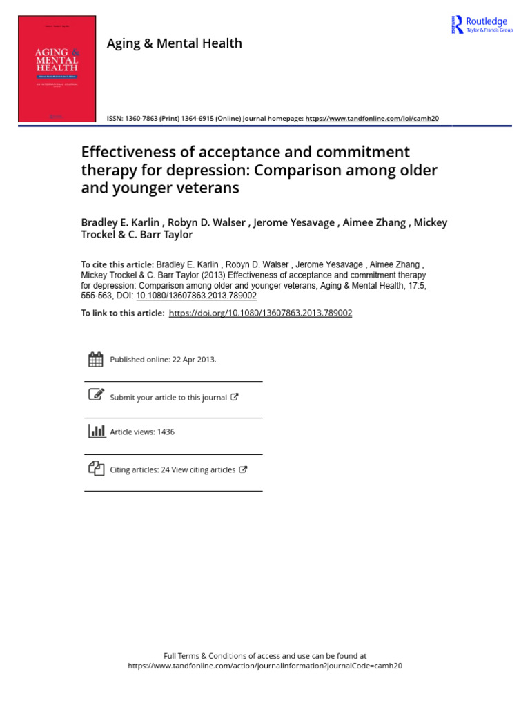ACT for Depression in Veterans: Age Comparison | PDF | Major Depressive ...