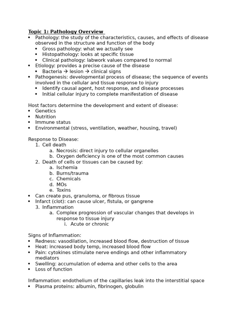 Animal Pathology Final Exam Notes | PDF | Inflammation | Necrosis